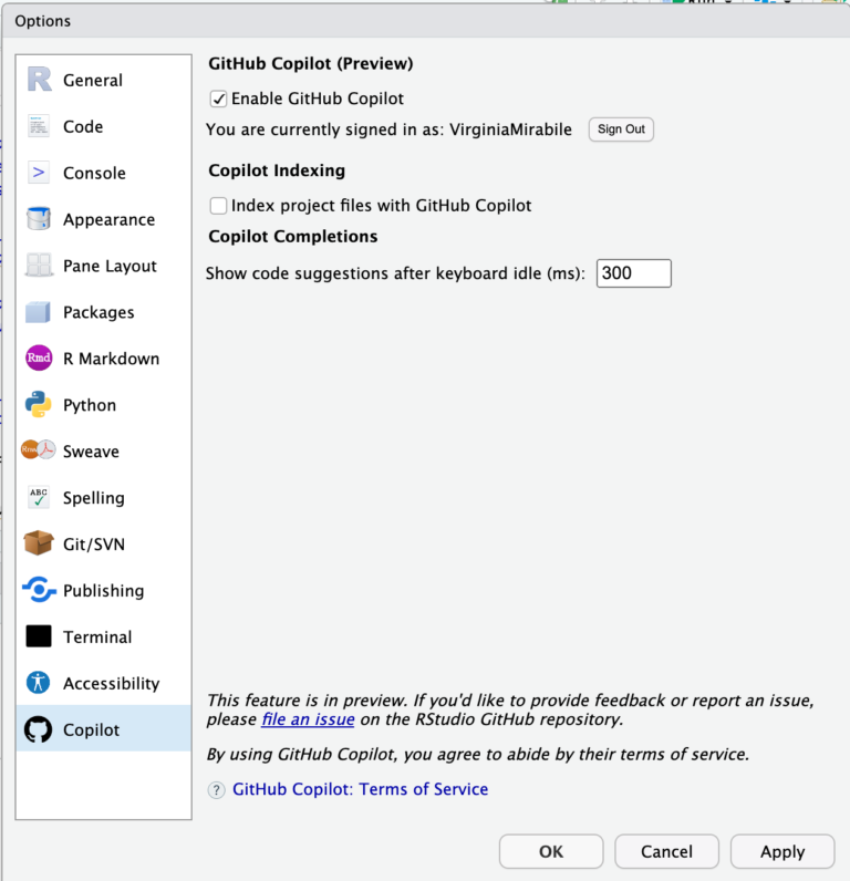 How to use GitHub Copilot inside RStudio - tilburg.ai